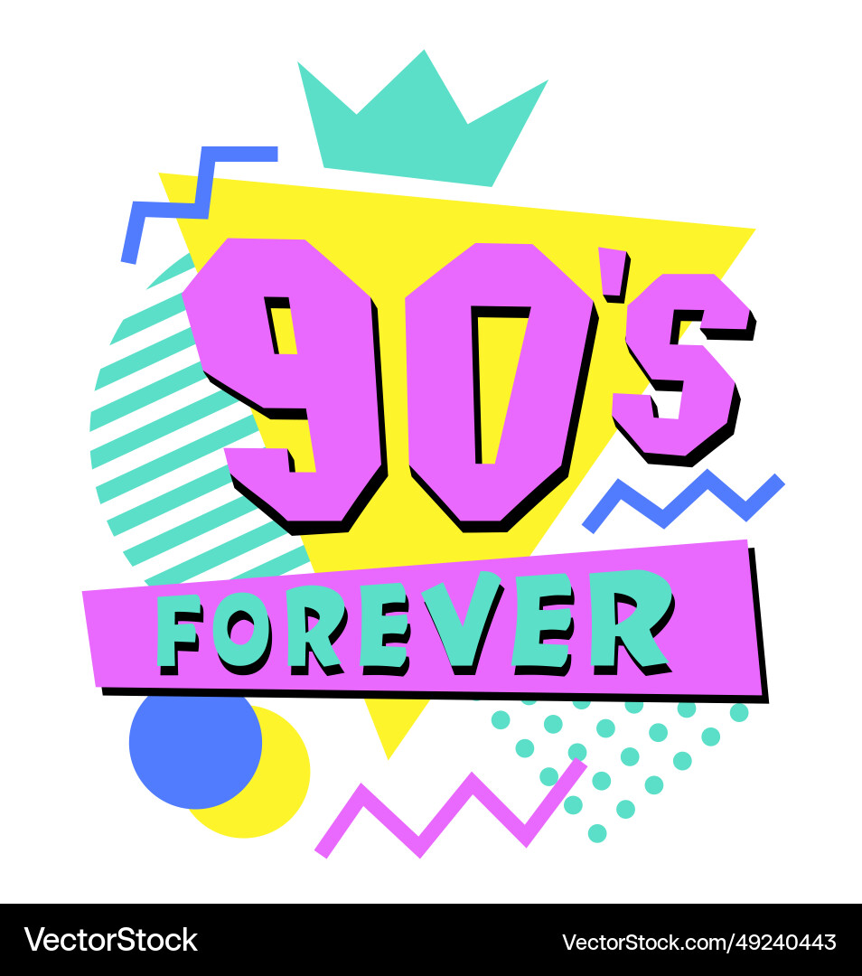 Colorful 90s logo flat in pop Royalty Free Vector Image
