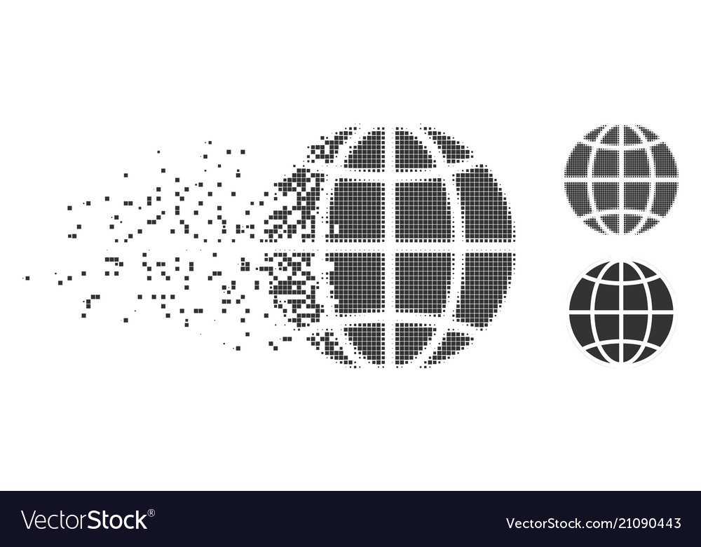 Dispersed pixel halftone globe icon Royalty Free Vector Dispersed pixel halftone globe icon Royalty Free Vector