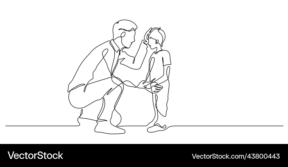 Father kneeling and rub his son gently on head Vector Image