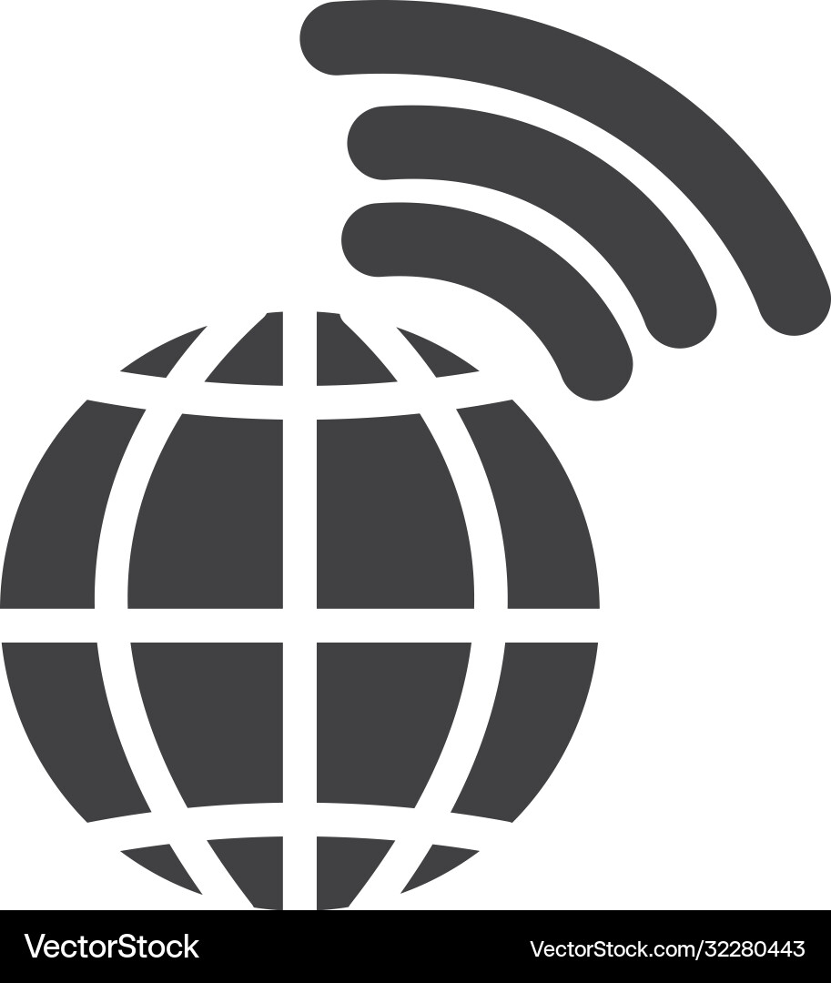 Global sphere and network signal silhouette style Vector Image