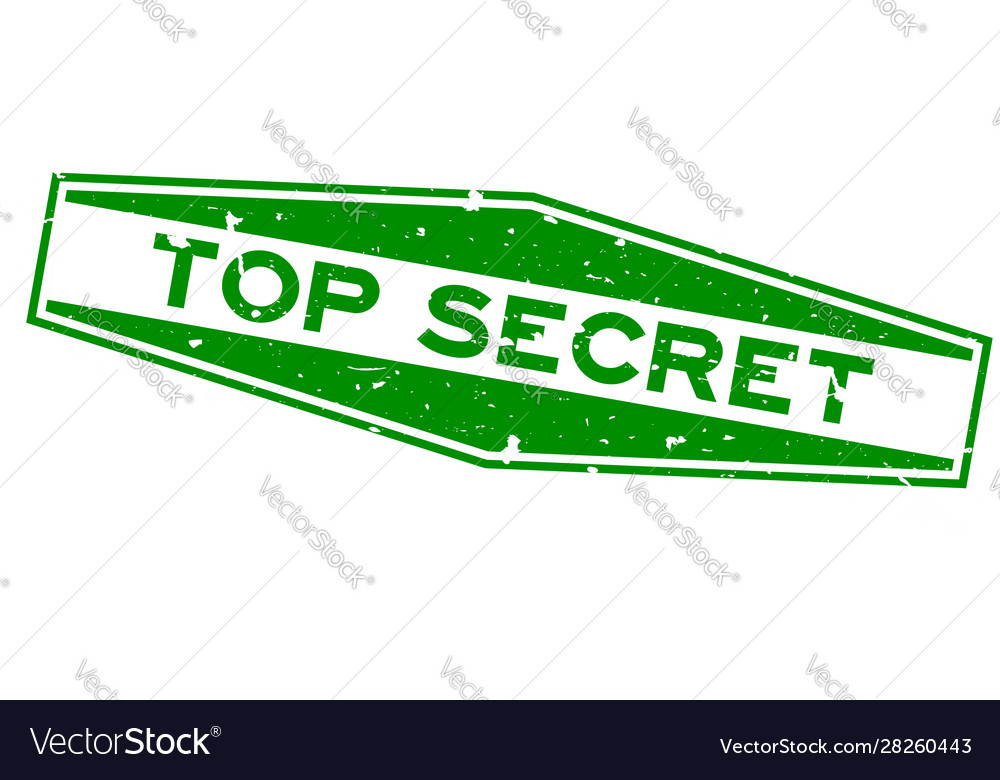 Grunge green top secret word hexagon rubber seal Vector Image