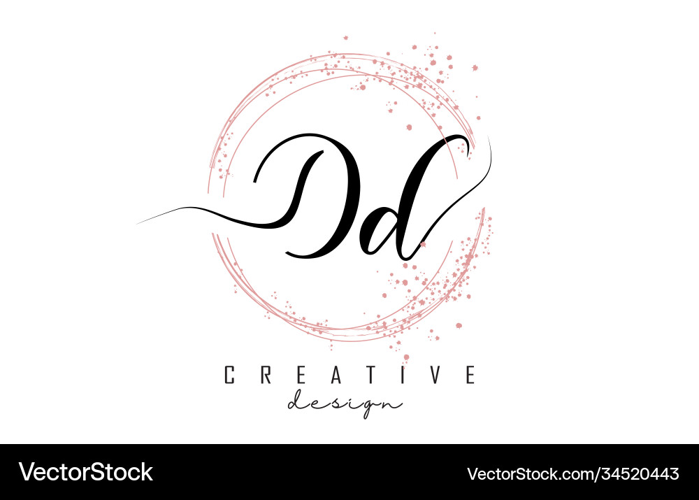 Handwritten dd d letter logo with sparkling Vector Image