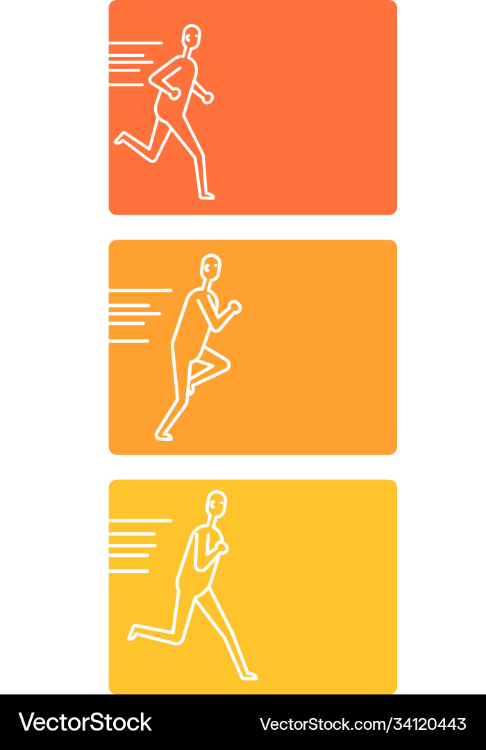 Human running positions on colorful backdrops set Vector Image