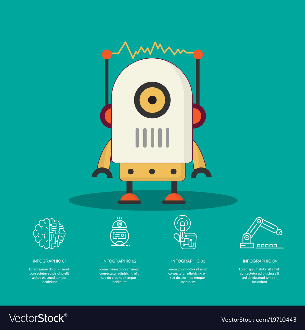 Intelligent robot with infographic design Vector Image