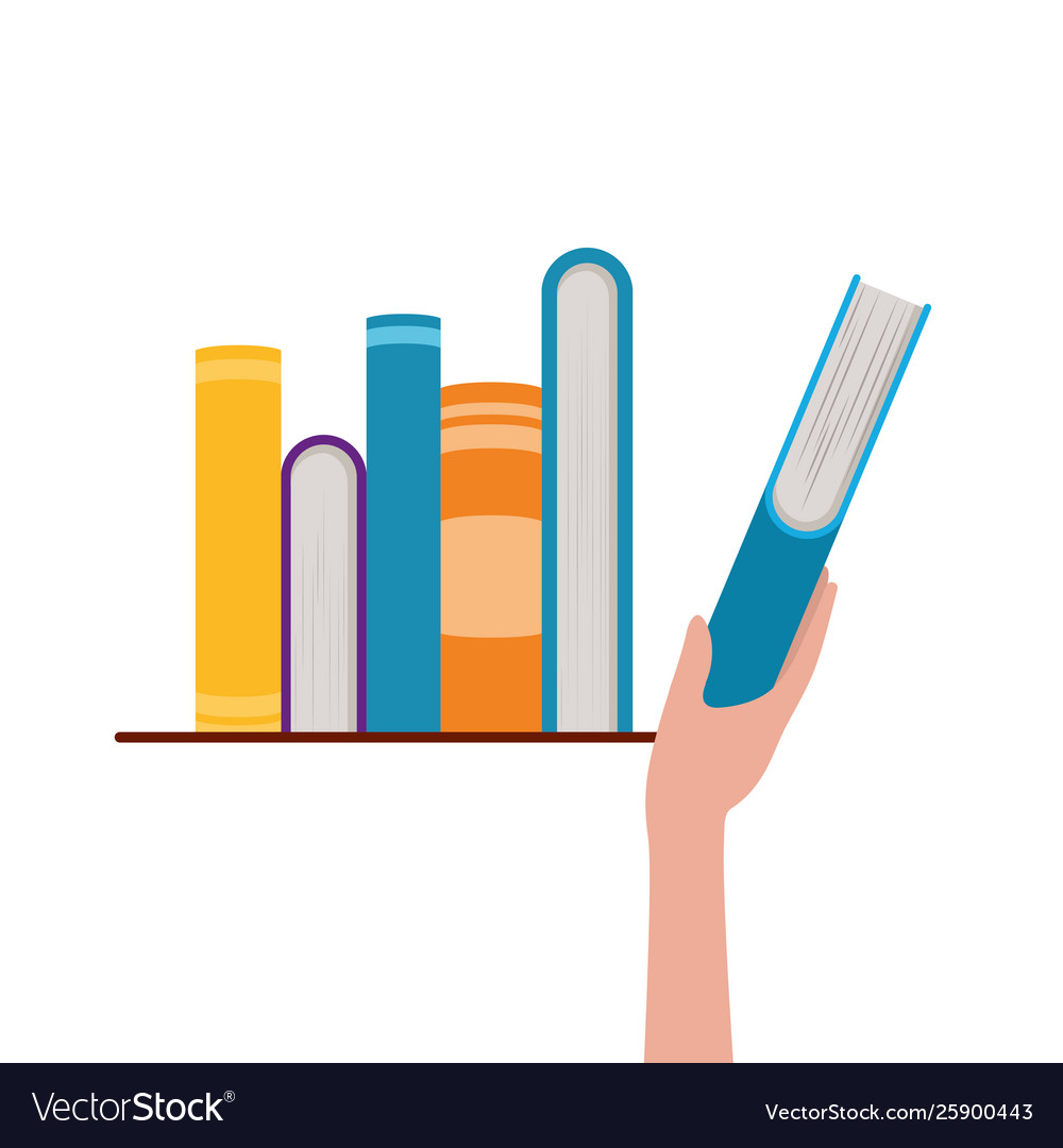 Isolated books and hand design Royalty Free Vector Image