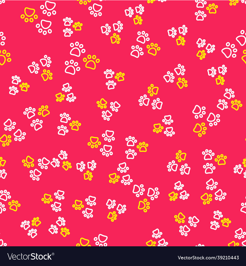 Line paw print icon isolated seamless pattern Vector Image