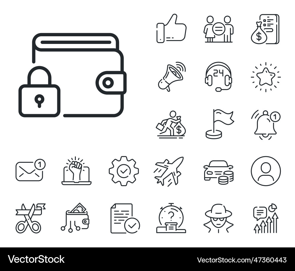 Lock line icon protected wallet sign salaryman Vector Image