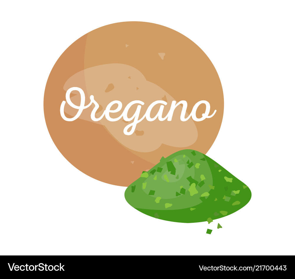 Oregano spices powder and text Royalty Free Vector Image