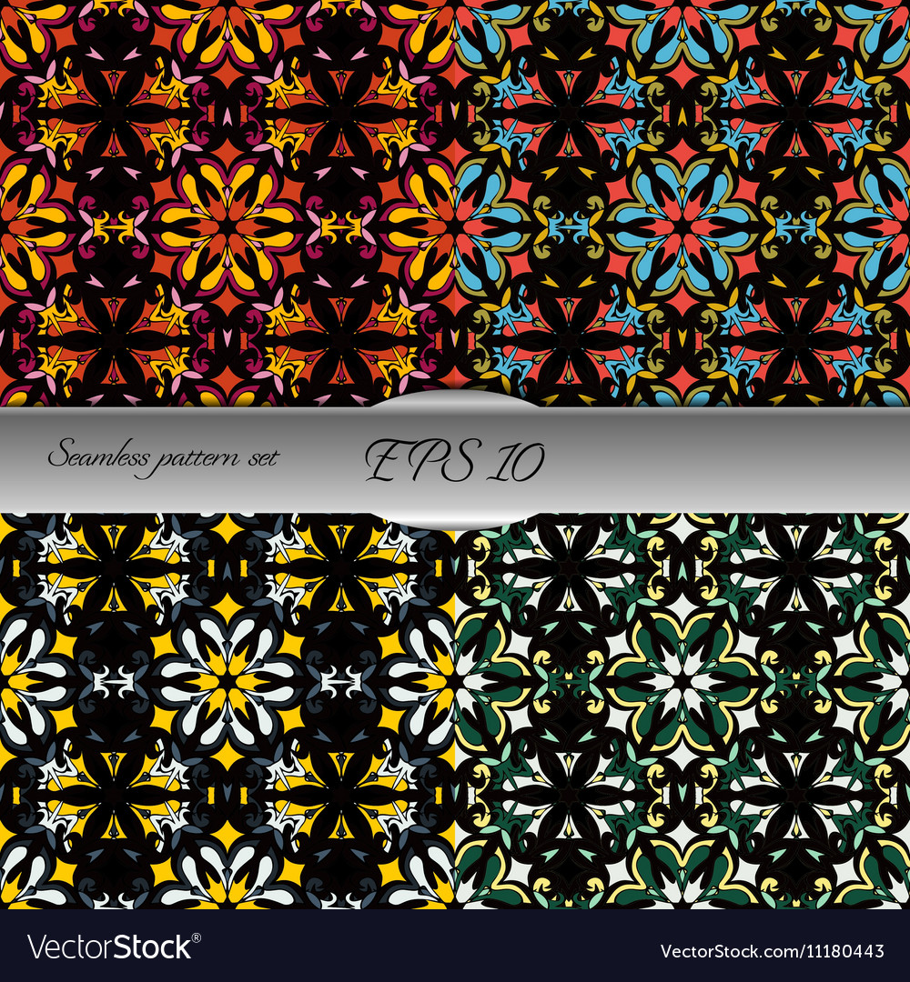 Set of elegant seamless patterns with floral Vector Image