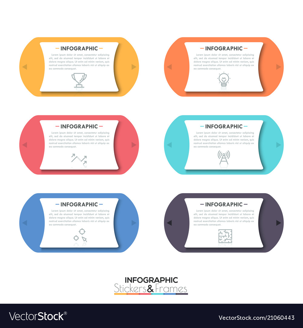 Six rectangular elements with two arrows pointing Vector Image