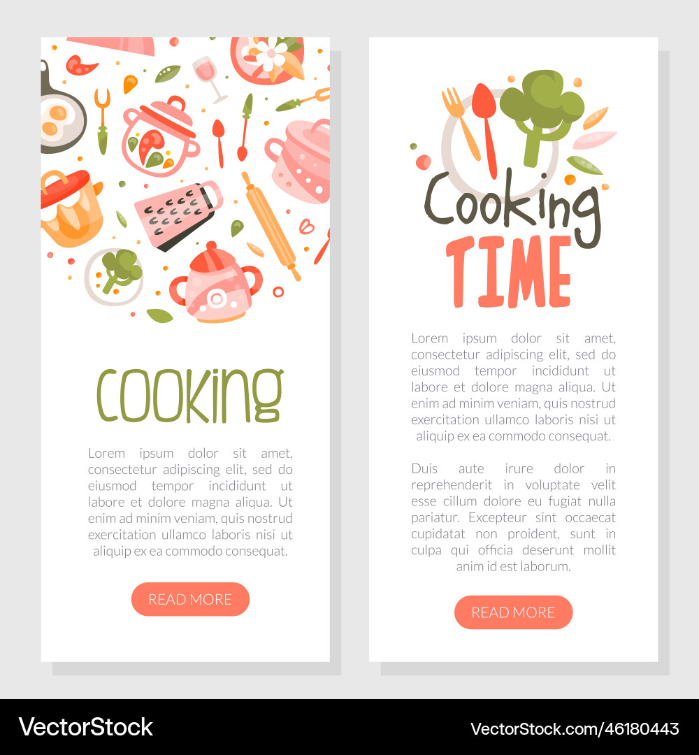 Time to cook vertical landing page templates with Vector Image