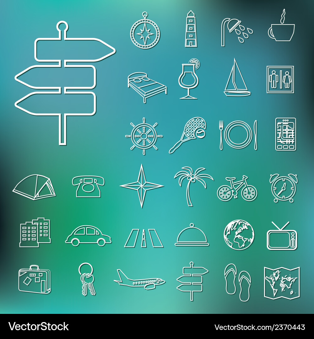 Travel and accommodation outline icons Royalty Free Vector