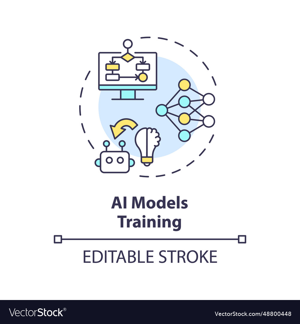 2d colorful thin line icon ai models training Vector Image