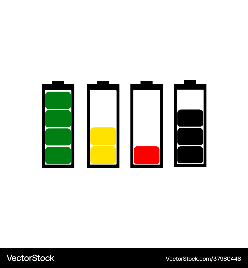 A set batteries with low and full charge Vector Image