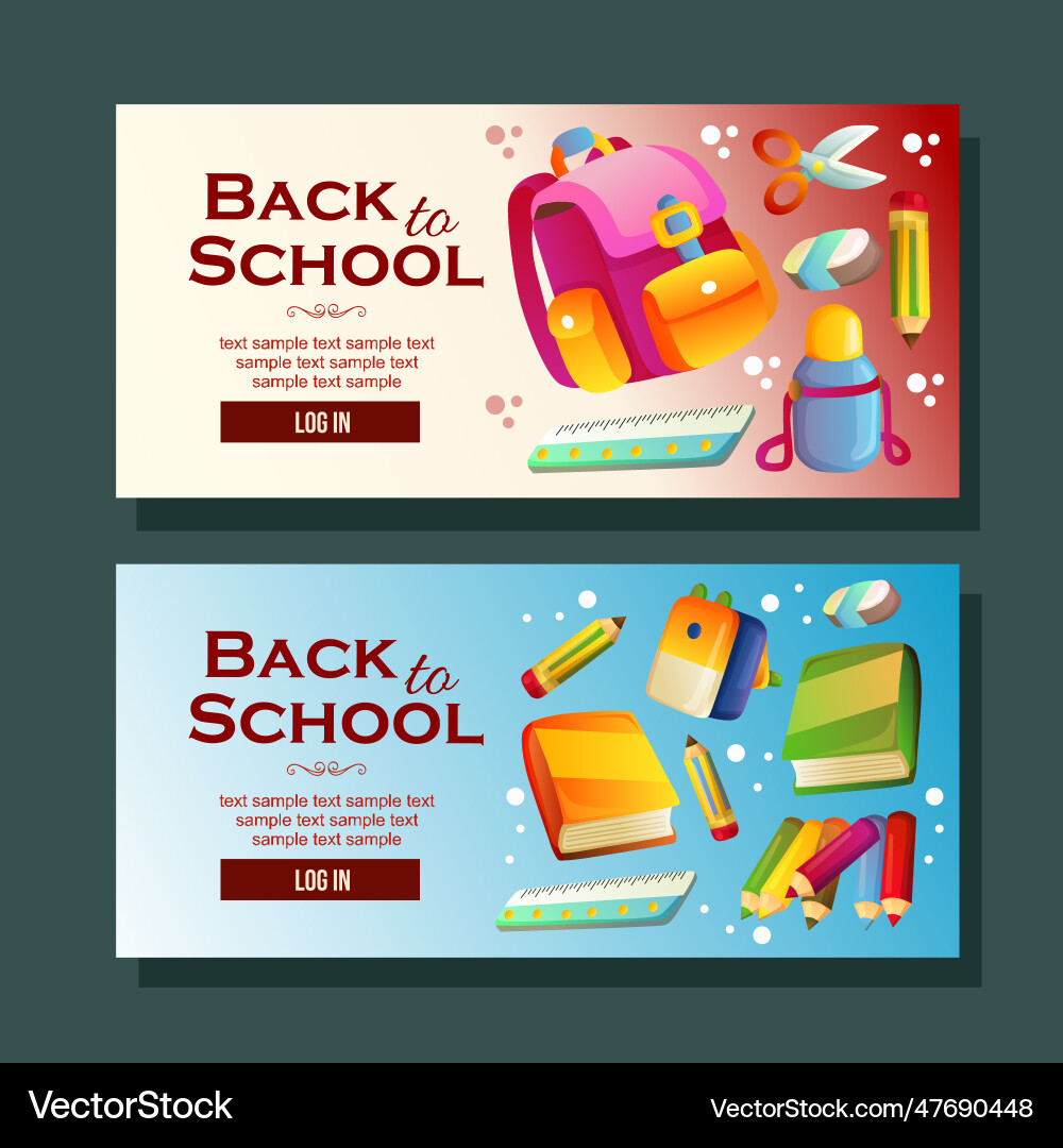 Back to school banner horizontal supplies Vector Image