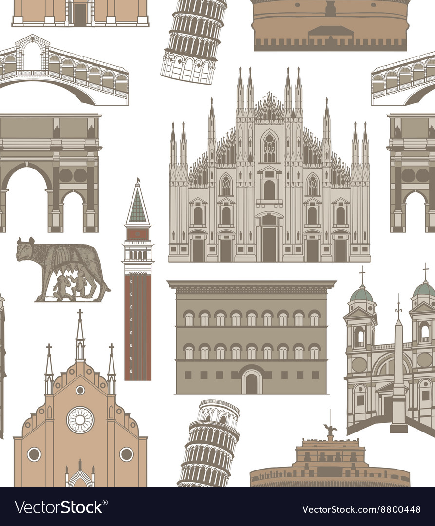 Background with famous italian landmarks Vector Image