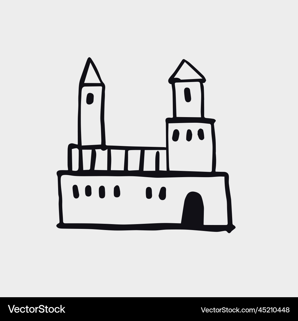 Black and white hand-drawn drawing the facade Vector Image