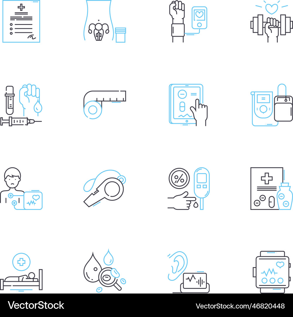Care delivery linear icons set patient-centered Vector Image