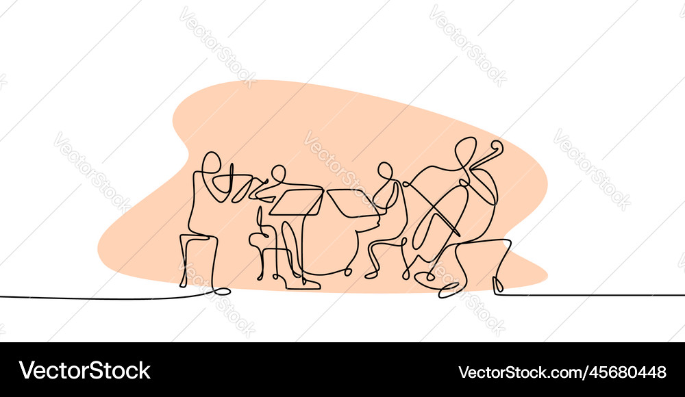Continuous line drawing of jazz classical music Vector Image