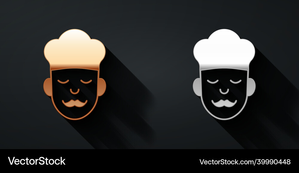 Gold and silver cook icon isolated on black Vector Image