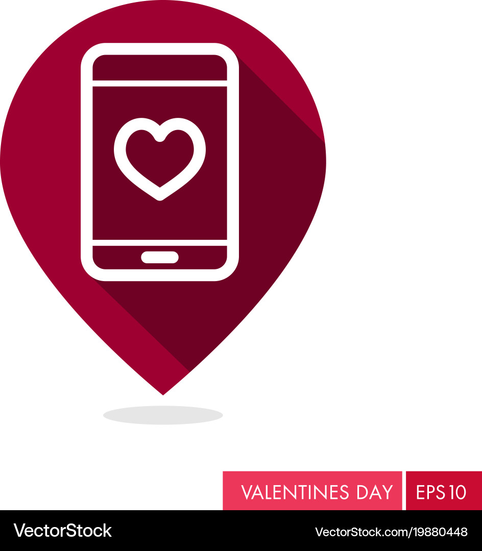 Heart smartphone pin map icon telephone call Vector Image