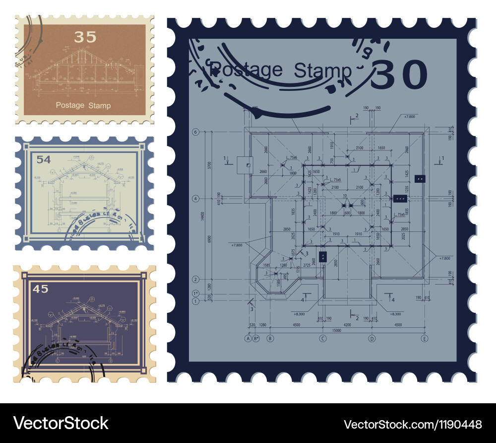 House blueprint stamped Royalty Free Vector Image