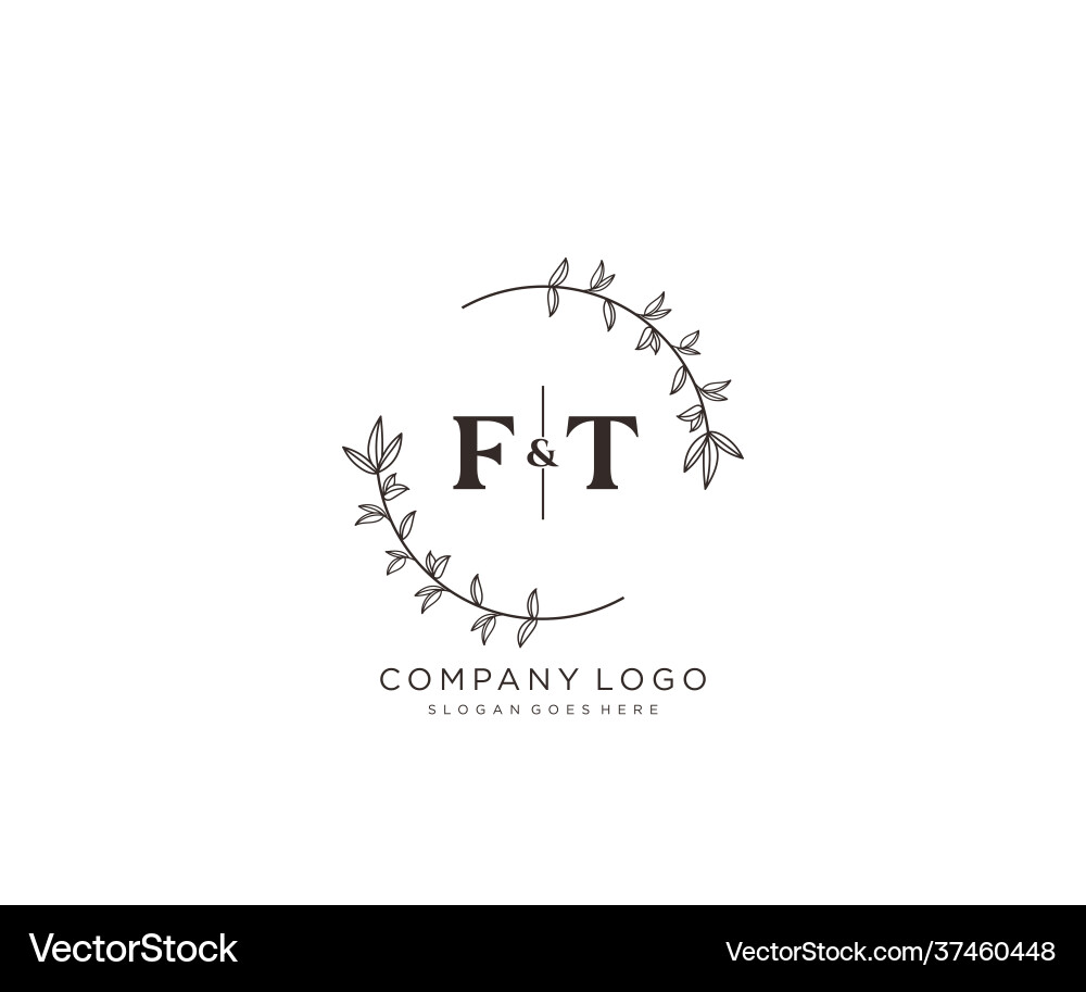 Initial ft letters beautiful floral feminine Vector Image