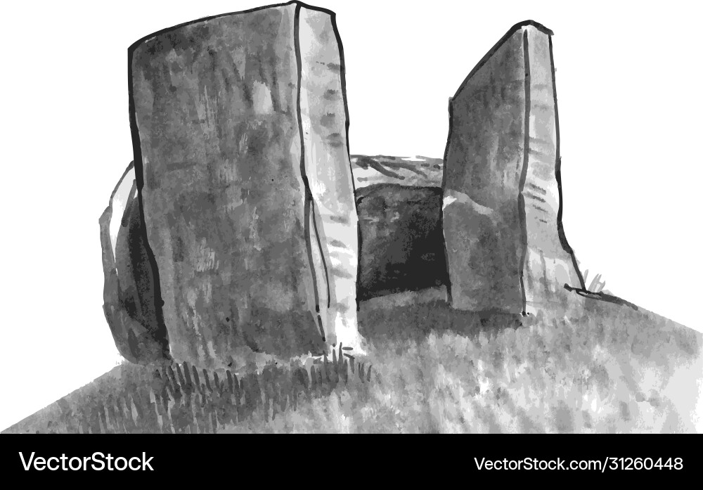 Menhir neolithic isolated watercolor Royalty Free Vector