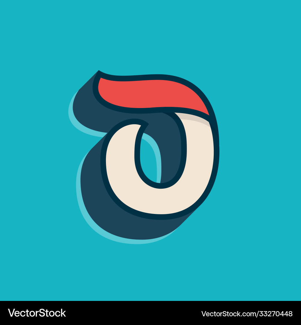 Number zero logo in classic sport style Royalty Free Vector