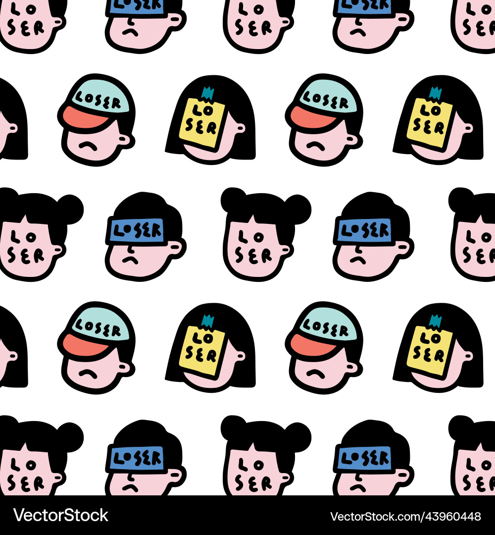 Pattern of people face with word loser Royalty Free Vector