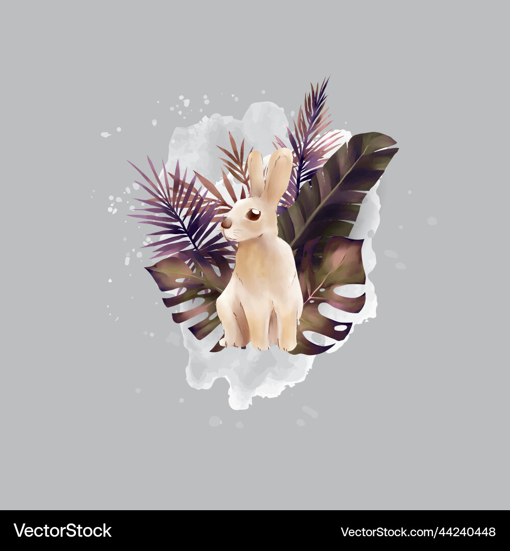 Rabbit with leaves retro and vintage style Vector Image