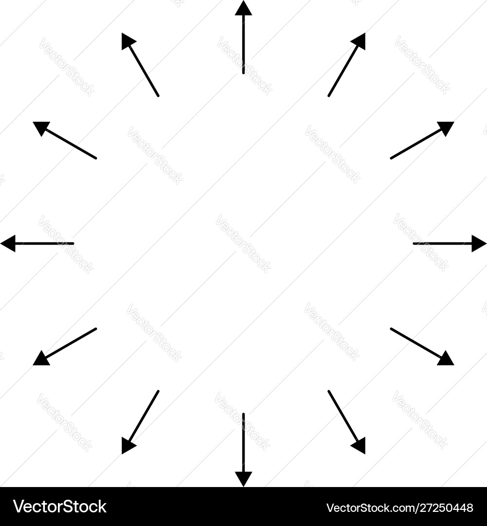 Radial circular arrows pointing from center Vector Image