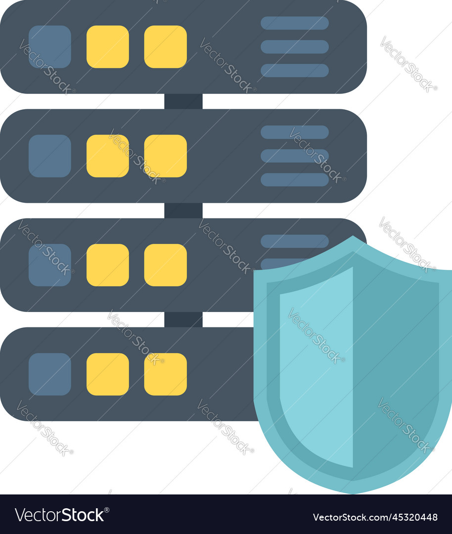 Secured server icon flat platform system Vector Image