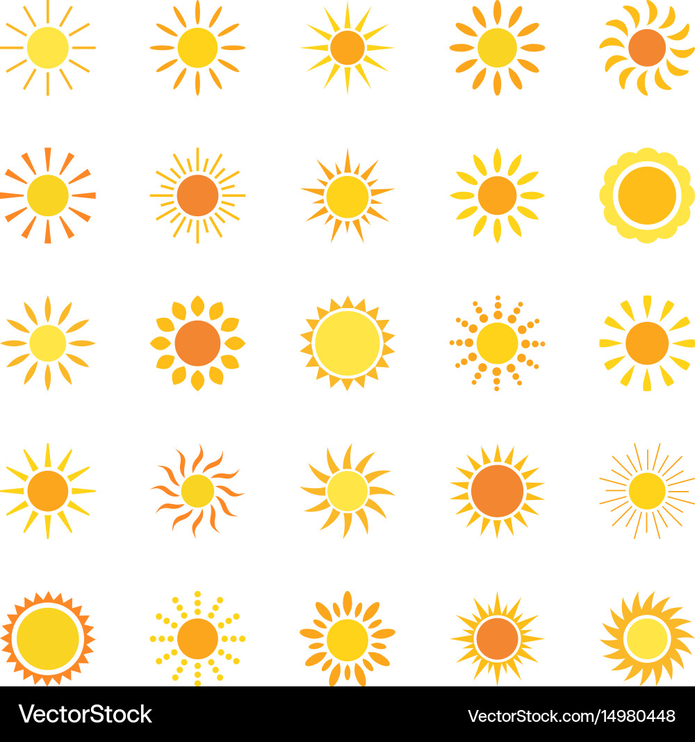 Set of sun icons Royalty Free Vector Image - VectorStock