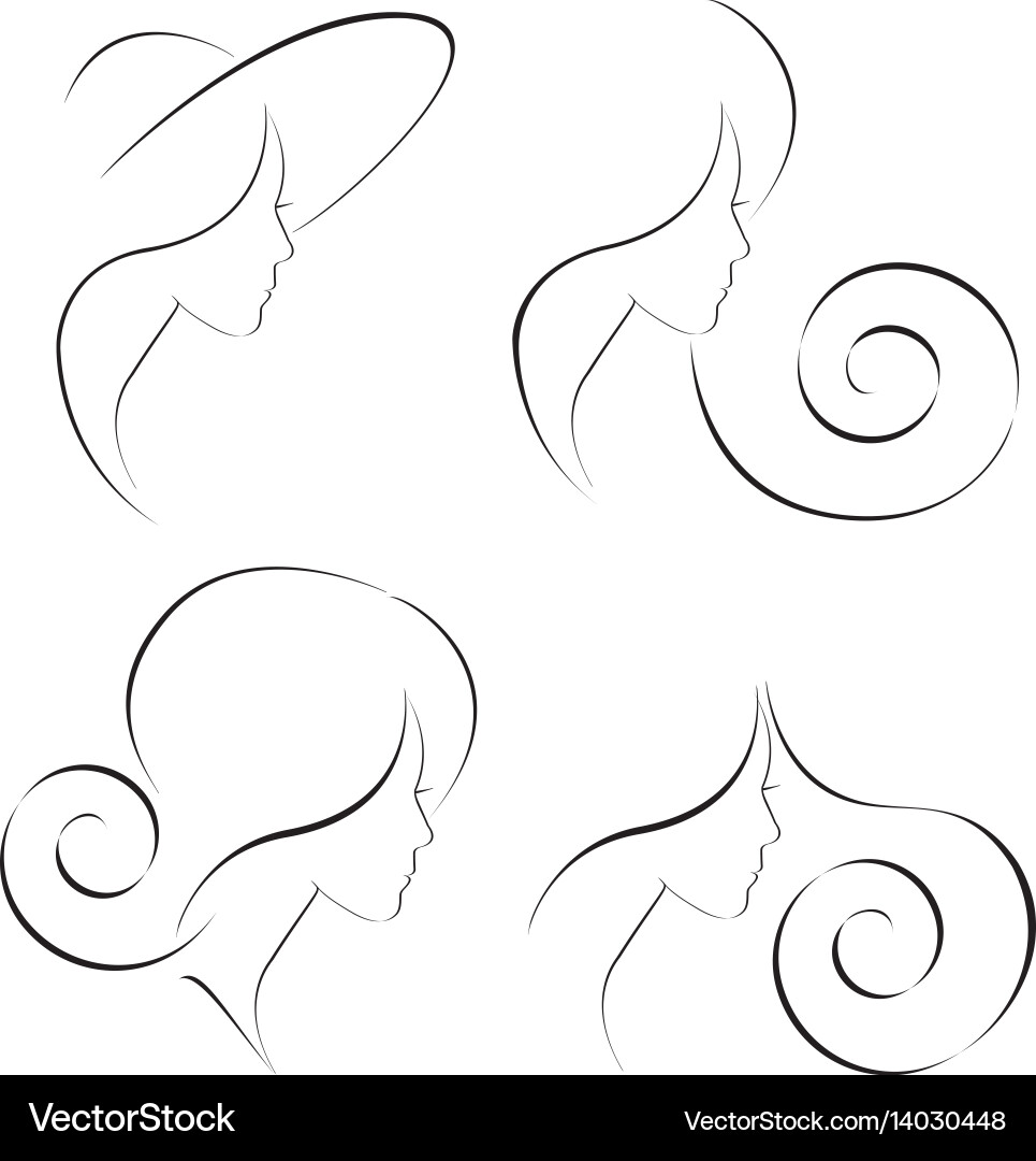 Simple line a beautiful woman Royalty Free Vector Image