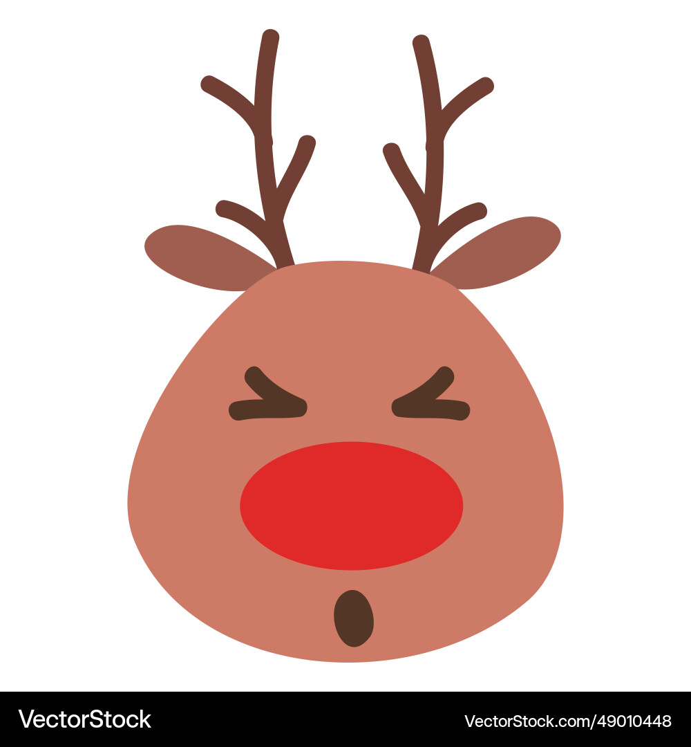 Squint eye reindeer face emoticon 40 Royalty Free Vector