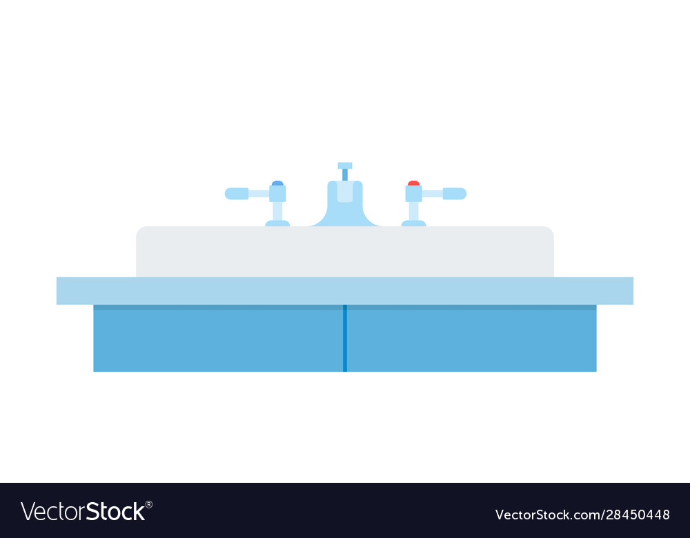 Washbasin with taps icon flat isolated Royalty Free Vector Washbasin with taps icon flat isolated Royalty Free Vector