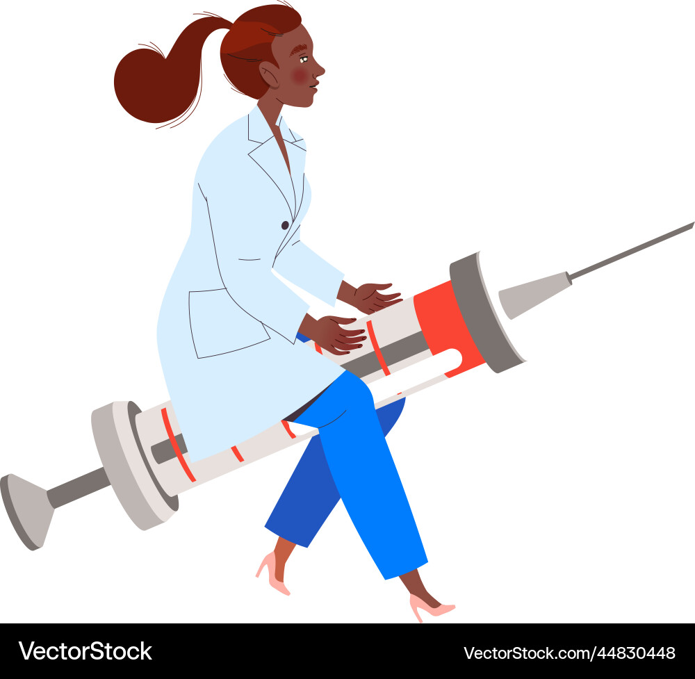 Woman doctor or practitioner in uniform sitting Vector Image