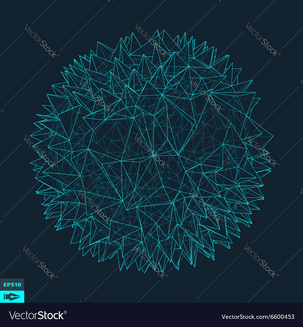 3d Sphere With Prickles Abstract Geometric Object Vector Image