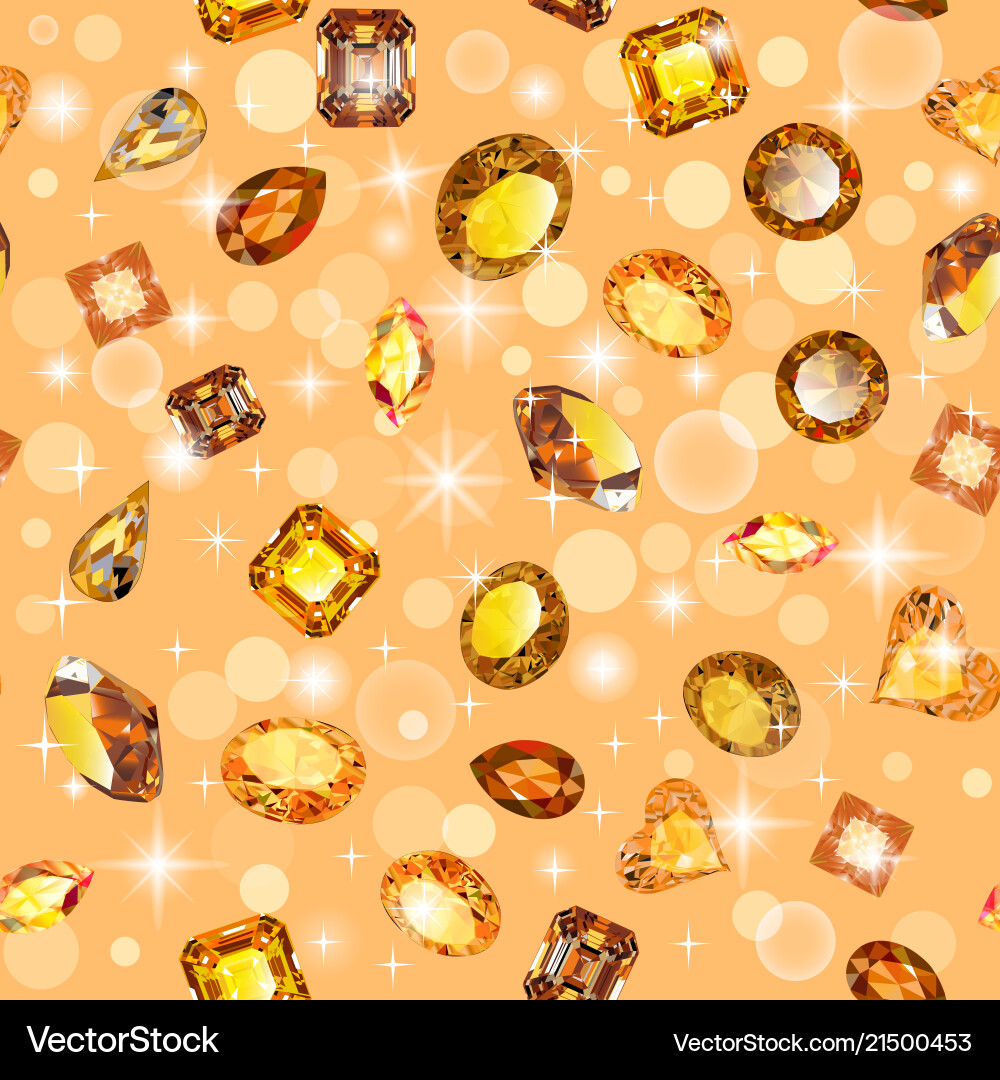 Background seamless shiny gems of different cuts Vector Image