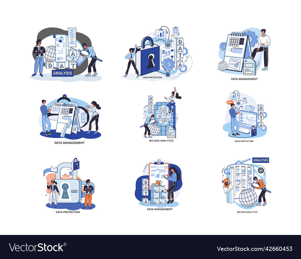 Big data analytics platform management Royalty Free Vector