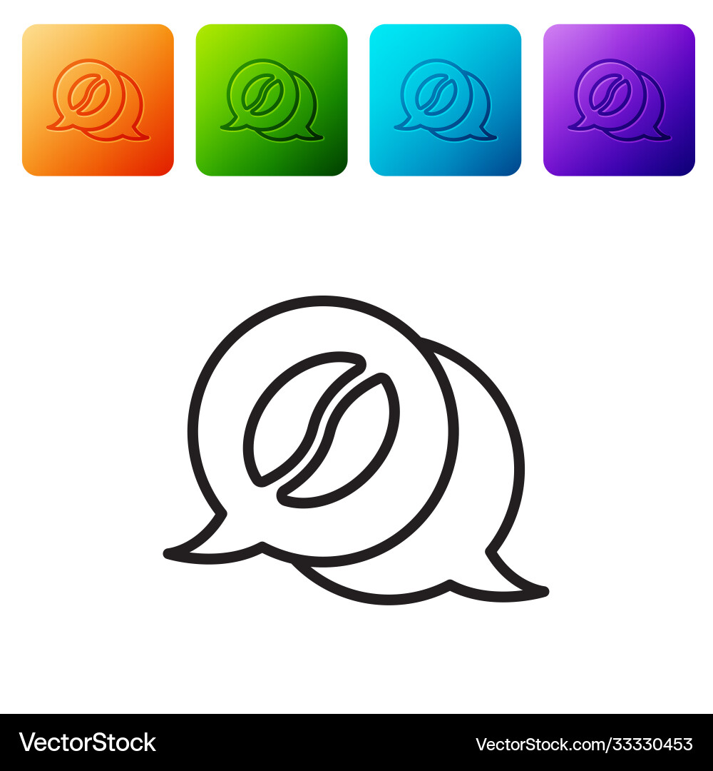 Black line coffee and conversation icon isolated Vector Image