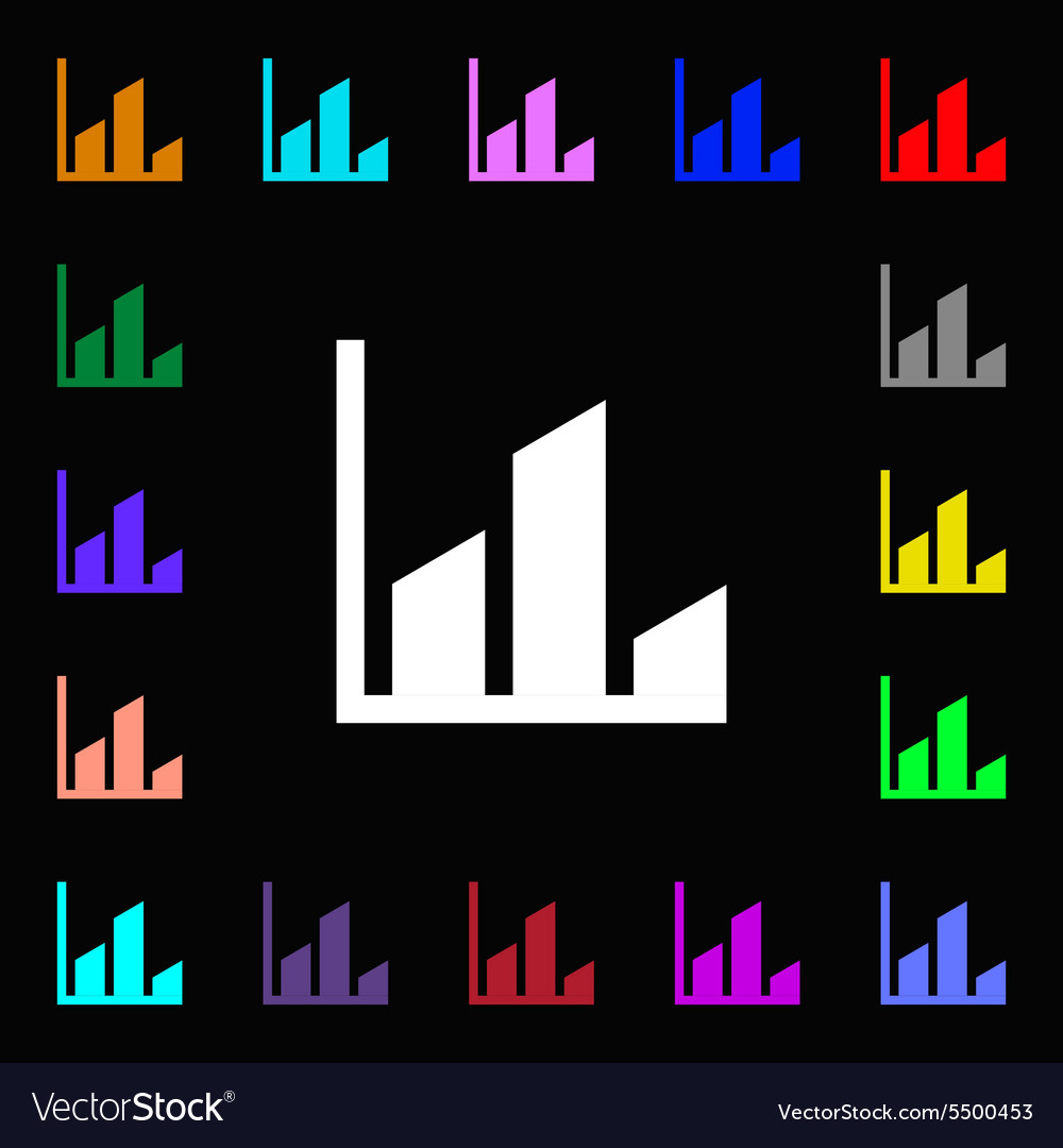 Chart icon sign lots of colorful symbols for your Vector Image