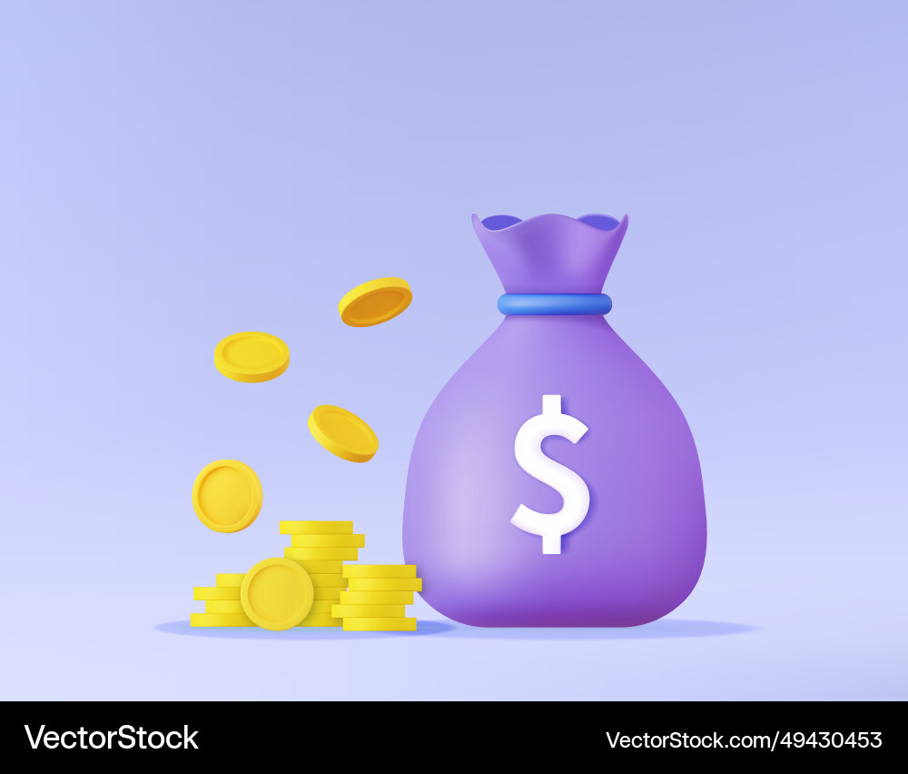 Coins float in bag money icon Royalty Free Vector Image
