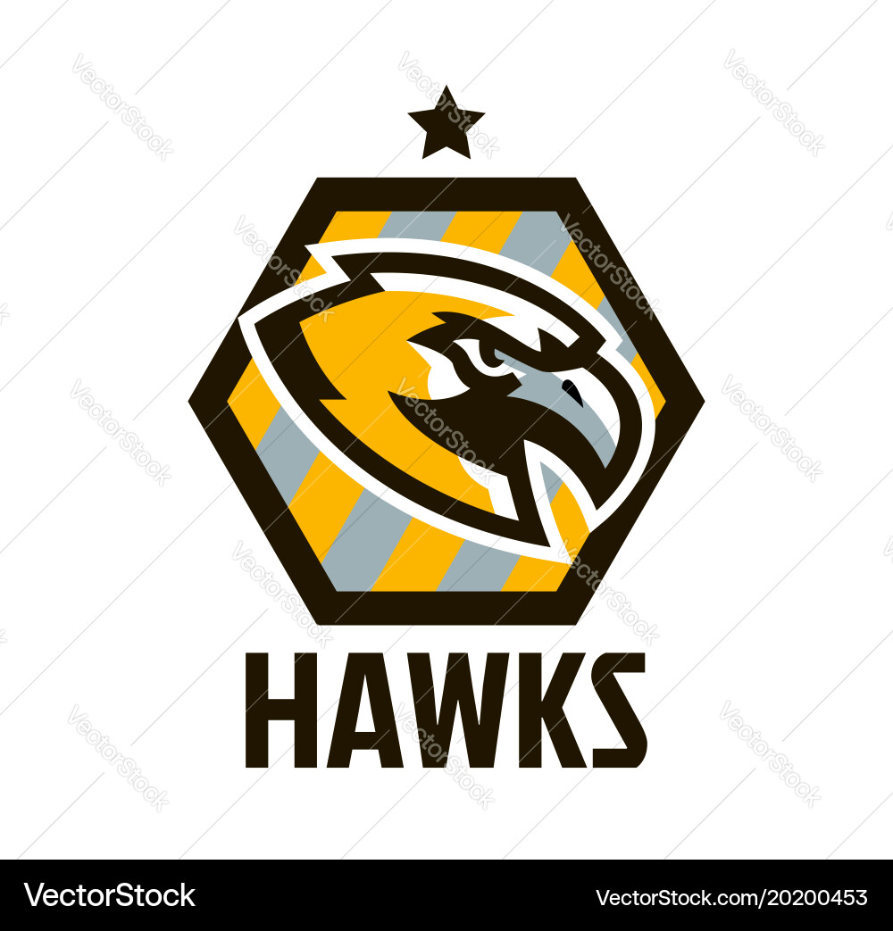 Colorful logo sticker emblem a hawk flying Vector Image