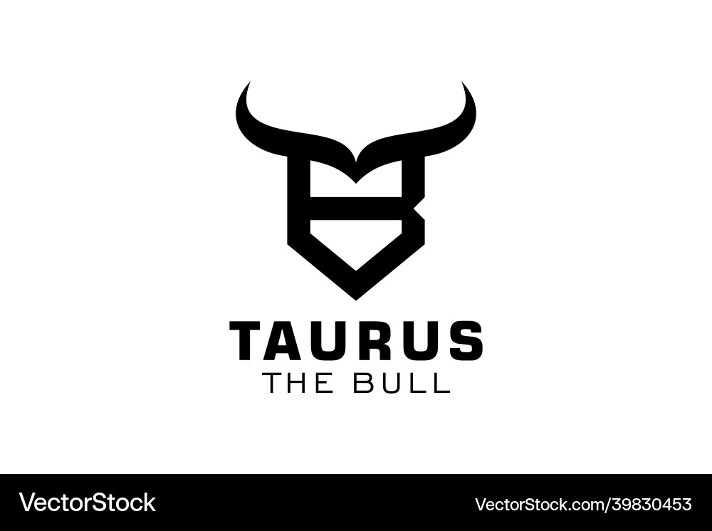 Letter b logo bull logohead monogram Royalty Free Vector