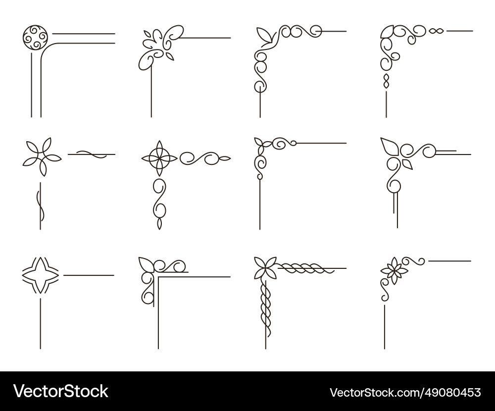 Line ornamental corners decorative flourish Vector Image