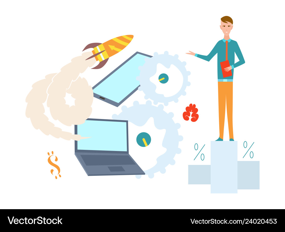 Startup concept research and Royalty Free Vector Image