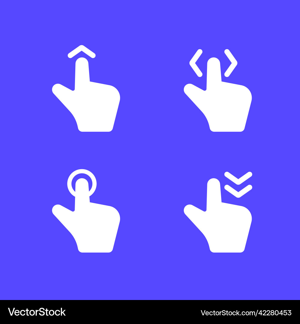 Swipe up left and right push icons hand gesture Vector Image