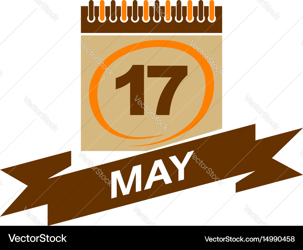 17 may calendar with ribbon Royalty Free Vector Image
